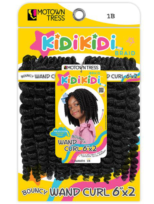 Motown Tress Kidikidi BOUNCY WAND CURL 6"x2 Pre-rooped Crochet Braid (– Best Hair World