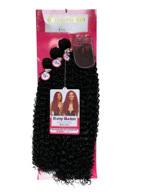 Janet Collection Remy Illusion 3pcs Bundle + 4x4 Closure NEW WATER WAV ...