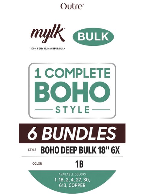 Outre MYLK 100% Remi Human Hair MYLK BOHO DEEP BULK 18" (6 BUNDLES ...