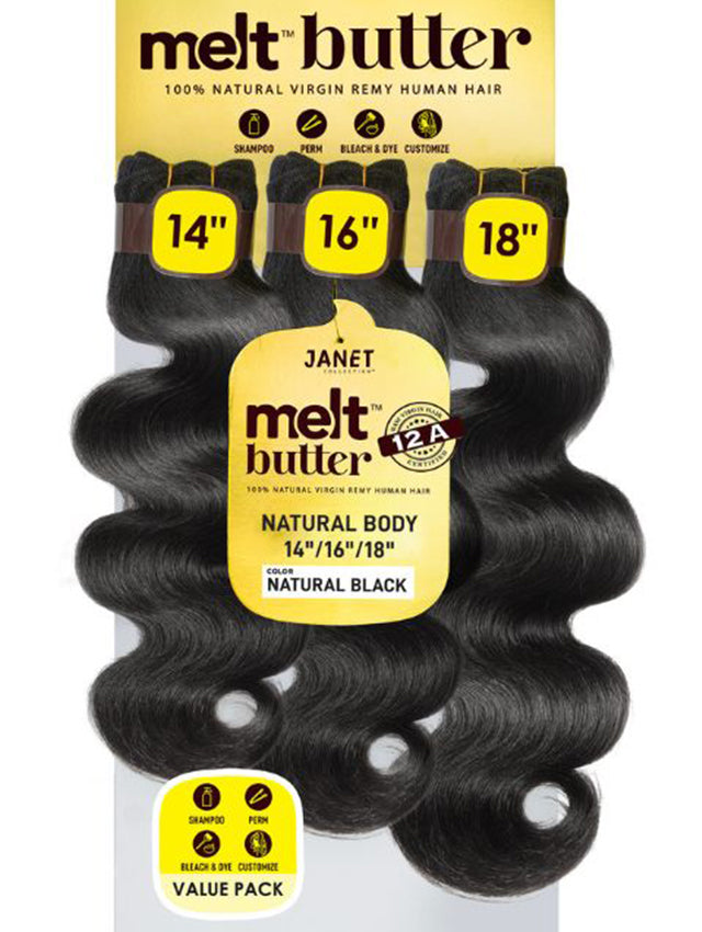 Janet Collection Melt Butter 12A 100% Natural Virgin Remy Human Hair N ...