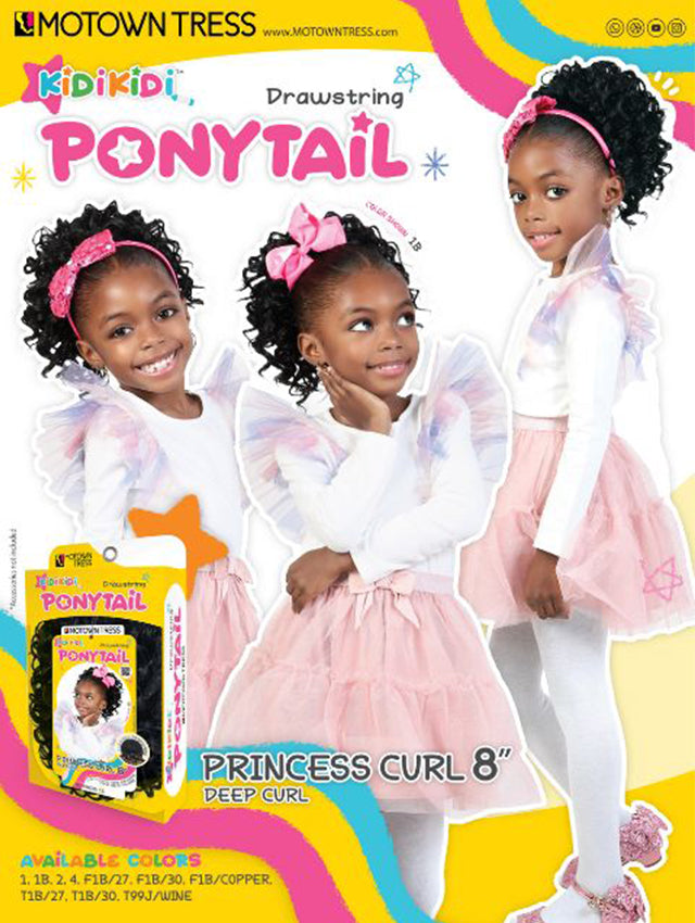 Motown Tress Kidikidi Drawstring Ponytail PRINCESS CURL 8" Deep Curl ...