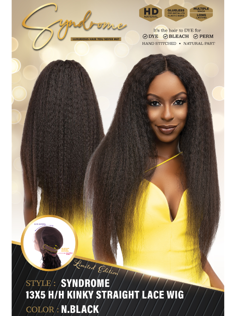 Femi Collection Natural Human Hair SYNDROME 13X5 H/H KINKY STRAIGHT La ...