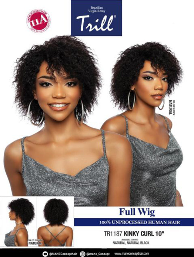 Mane Concept Trill 11A 100% Unprocessed Human Hair Full Wig-KINKY CURL ...