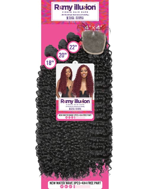 Janet Collection Remy Illusion 3pcs Bundle + 4x4 Closure NEW WATER WAV ...