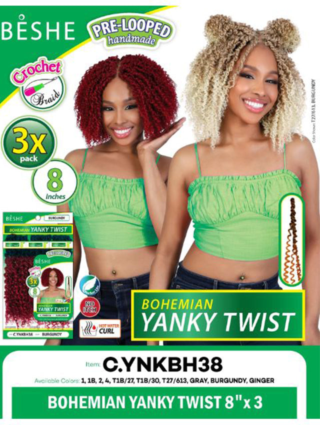 Beshe BOHEMIAN YANKY TWIST 8"x3" Pre-looped Handmade Crochet Braid (C ...
