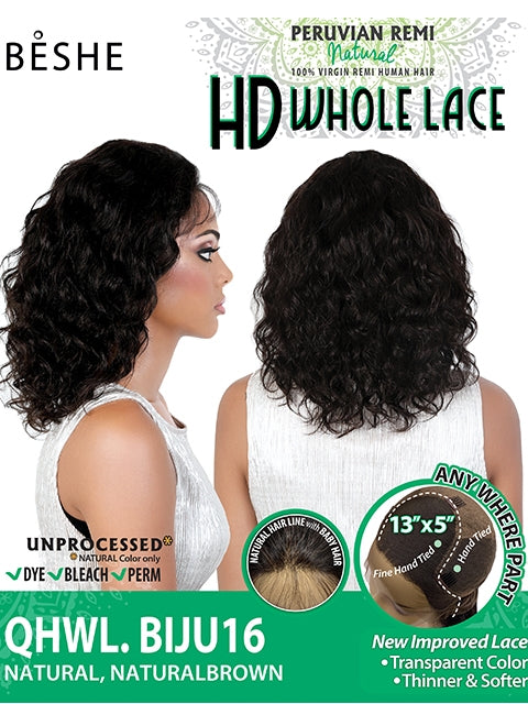 Beshe Peruvian Natural Human Remi Hair HD Whole Lace Wig - QHWL.BIJU16 ...