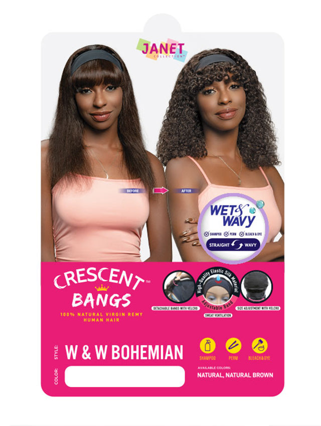 Janet Collection 100% Human Hair Crescent Band Wet&Wavy Wig - BOHEMIAN ...